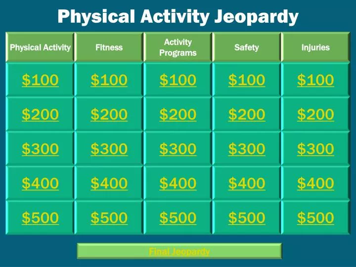 PPT - Physical Activity Jeopardy PowerPoint Presentation, free download ...
