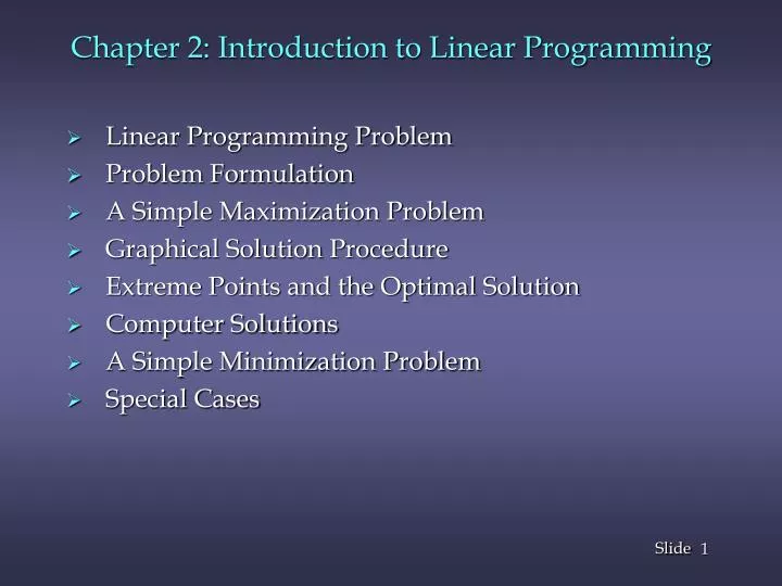 PPT - Chapter 2: Introduction to Linear Programming PowerPoint ... PPT - Chapter 2: Introduction to Linear Programming PowerPoint ...