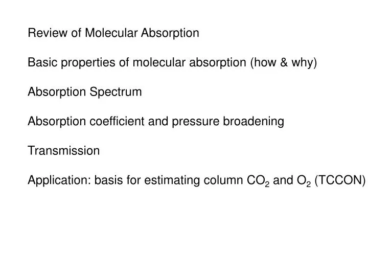 PPT - Review of Molecular Absorption Basic properties of molecular ...