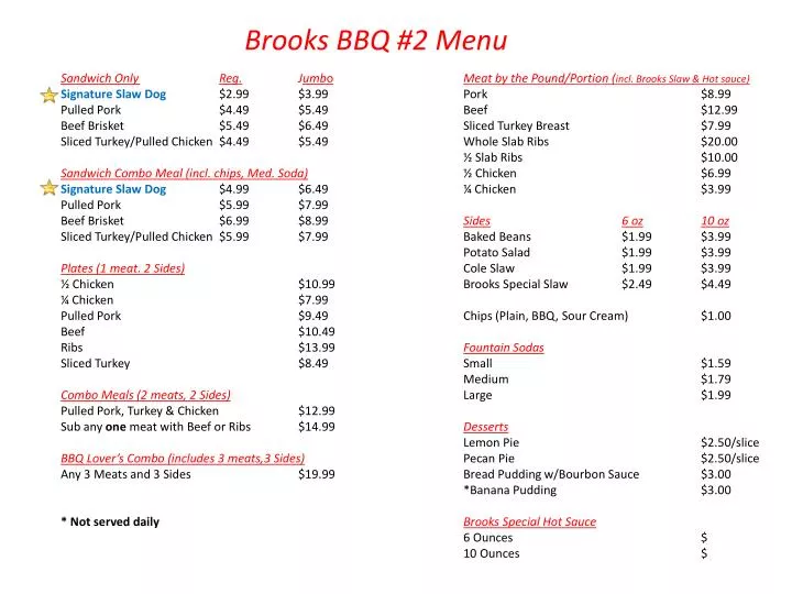 PPT - Brooks BBQ #2 Menu PowerPoint Presentation, free download - ID ...
