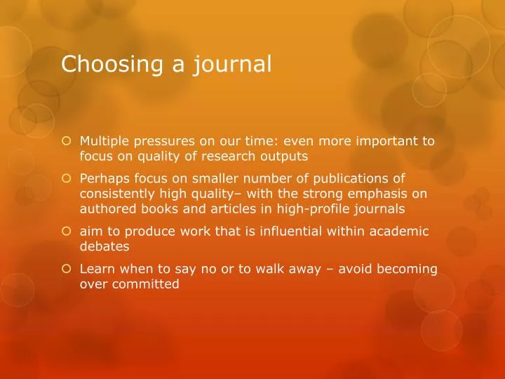 PPT - Choosing a journal PowerPoint Presentation, free download - ID ...