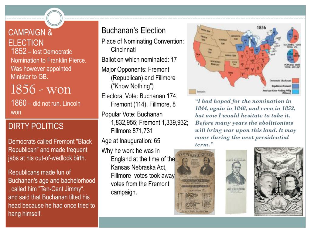 PPT - James Buchanan (D) 15 th President of the USA, 1857-1861 ...