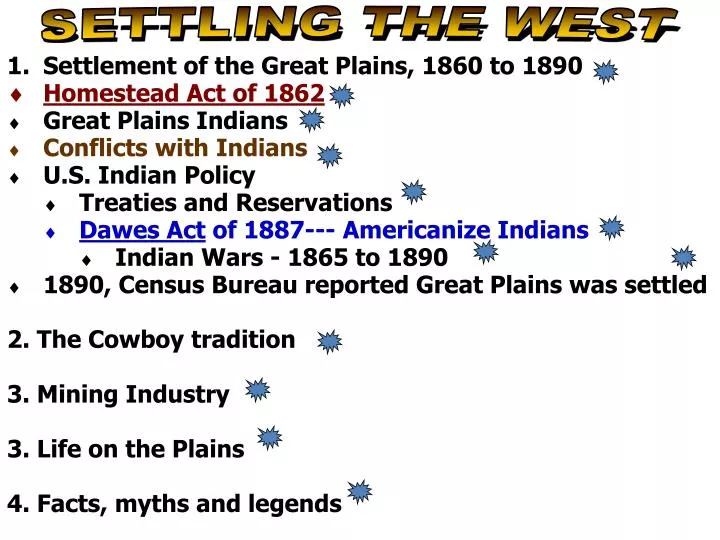 PPT - Settlement of the Great Plains, 1860 to 1890 Homestead Act of ...