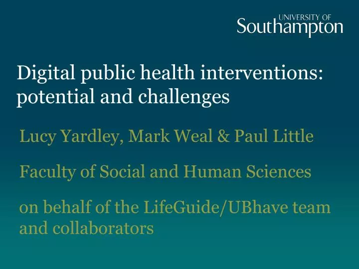 PPT - Digital public health interventions: potential and challenges ...