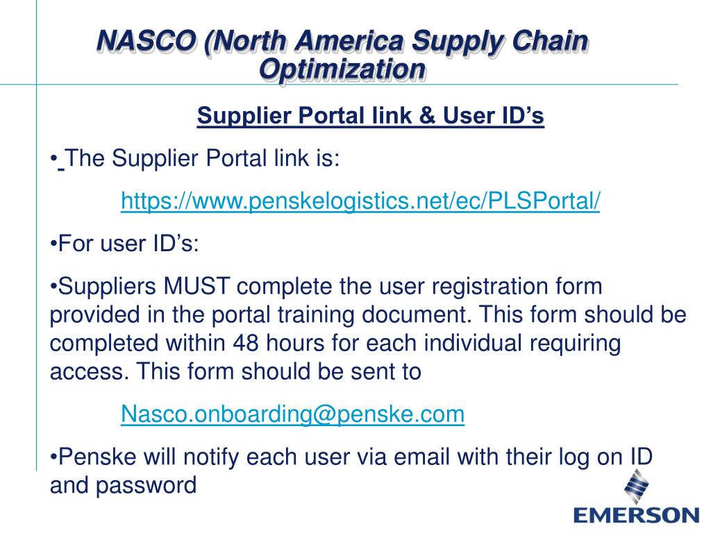 PPT - NASCO (North America Supply Chain Optimization) Supplier Portal ...