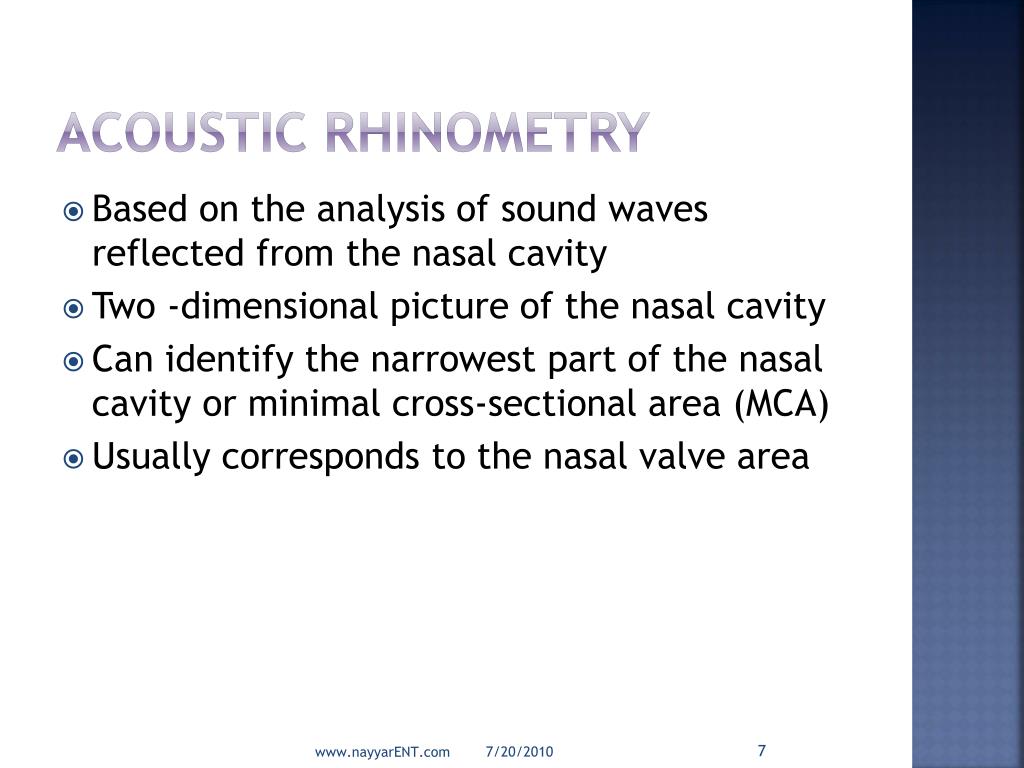PPT - Rhinomanometry / Acoustic rhinometry – role in nasal obstruction ...