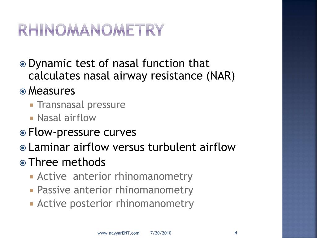 PPT - Rhinomanometry / Acoustic rhinometry – role in nasal obstruction ...