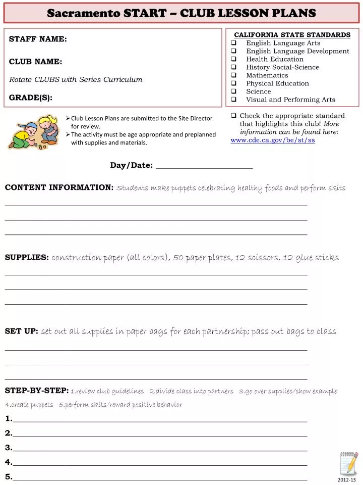 PPT - Sacramento START – CLUB LESSON PLANS PowerPoint Presentation ...