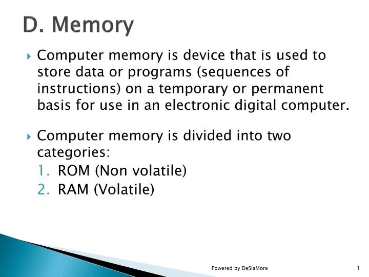 PPT - D. Memory PowerPoint Presentation, free download - ID:1971902
