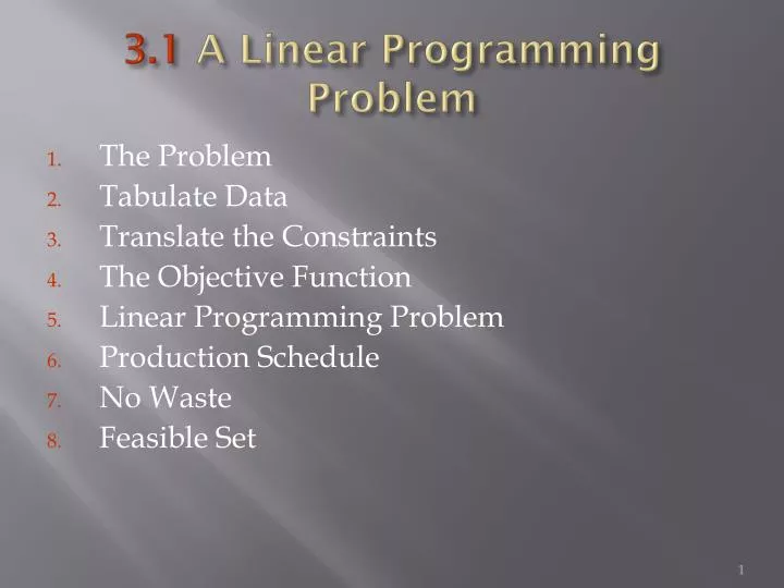 PPT - 3.1 A Linear Programming Problem PowerPoint Presentation, free ...
