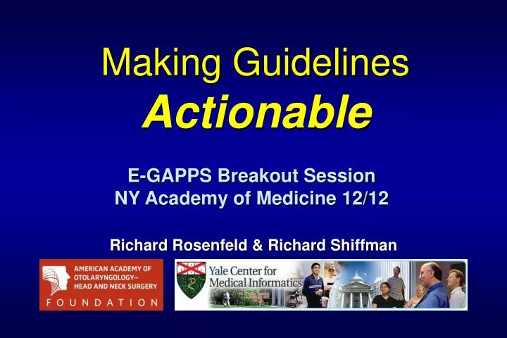 PPT - Making Guidelines Actionable PowerPoint Presentation, free ...