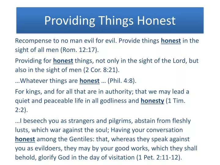 PPT - Providing Things Honest PowerPoint Presentation, free download ...