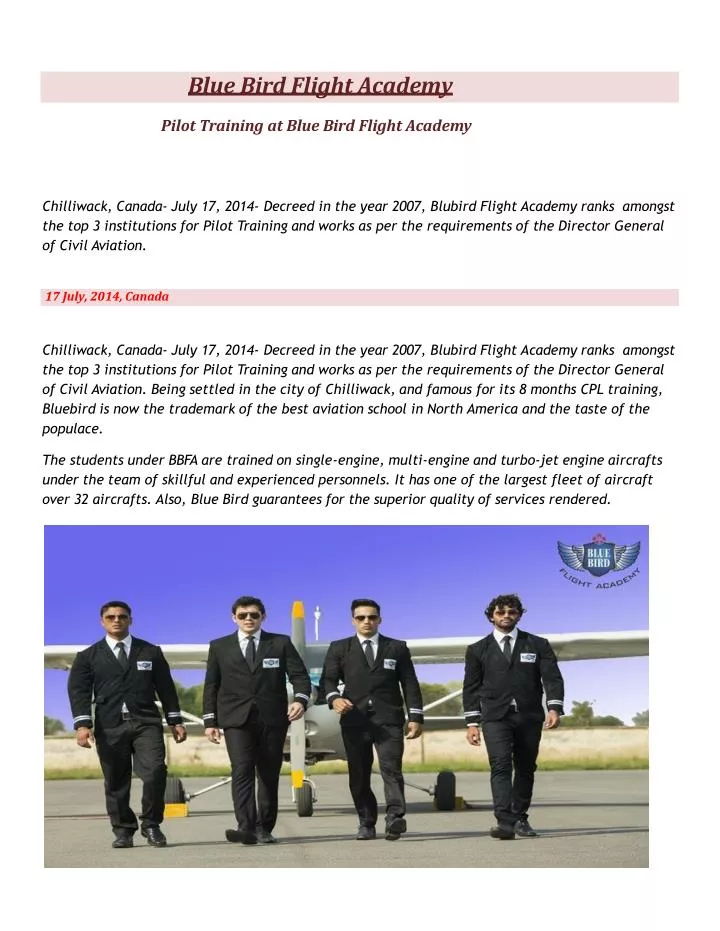 PPT - Pilot Training at Blue Bird Flight Academy PowerPoint ...