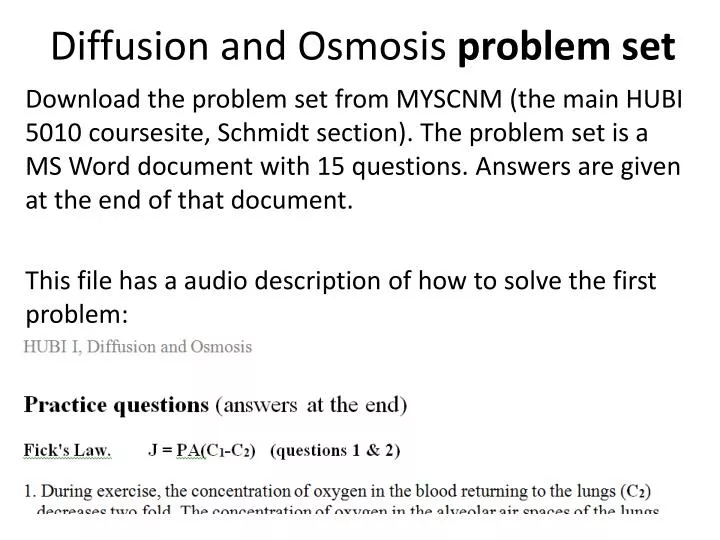 PPT - Diffusion and Osmosis problem set PowerPoint Presentation, free ...