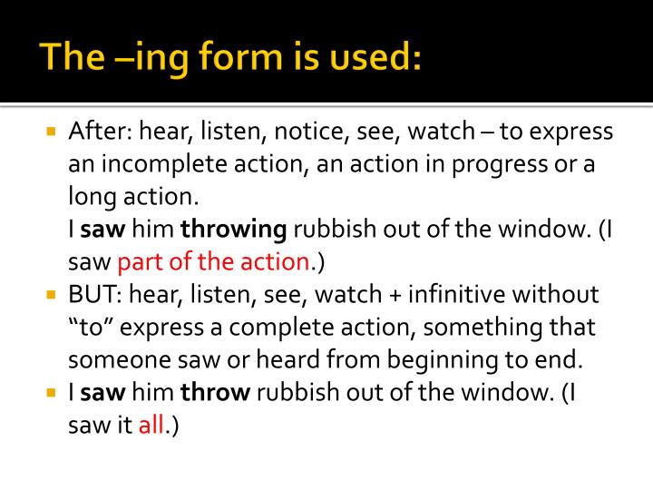 PPT - The Infinitive & - ing form PowerPoint Presentation - ID:1974338