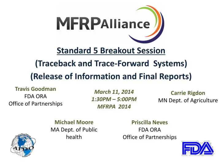 PPT - Standard 5 Breakout Session ( Traceback and Trace-Forward Systems ...