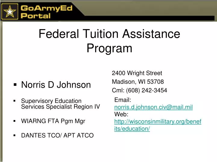 PPT - Federal Tuition Assistance Program PowerPoint Presentation, free ...