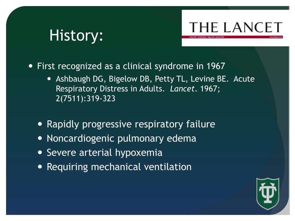 PPT - The Acute Respiratory Distress Syndrome: An update of the current ...