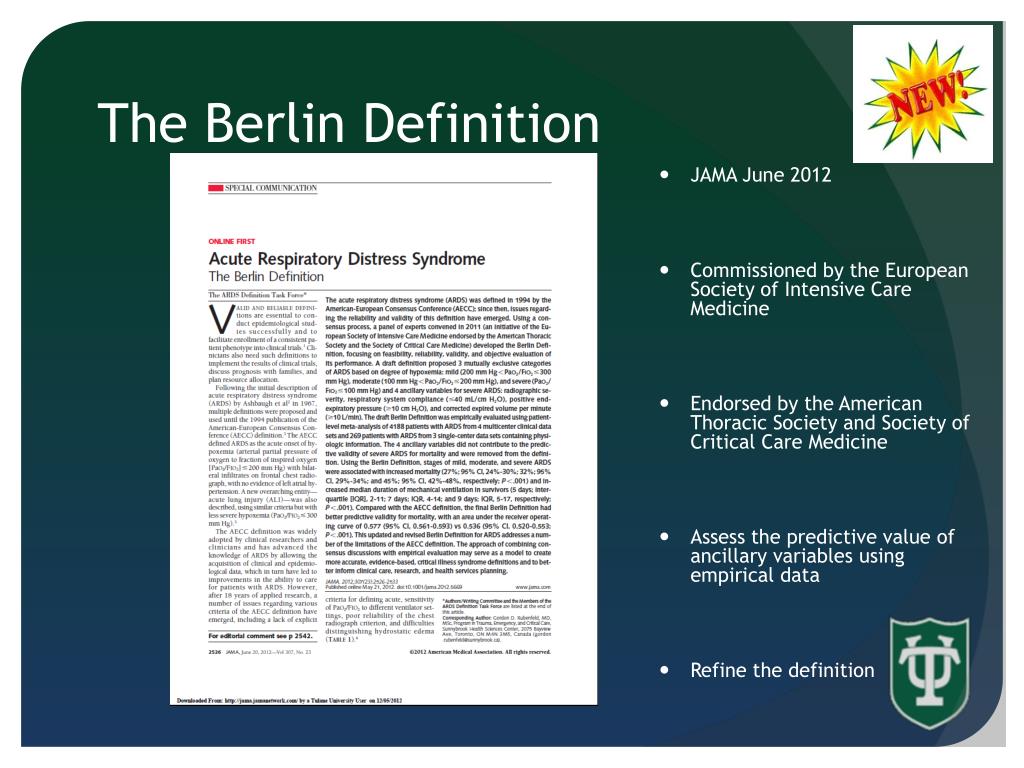 PPT - The Acute Respiratory Distress Syndrome: An update of the current ...
