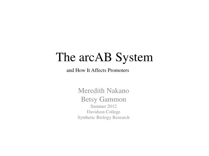 PPT - The a rcAB System PowerPoint Presentation, free download - ID:1978785