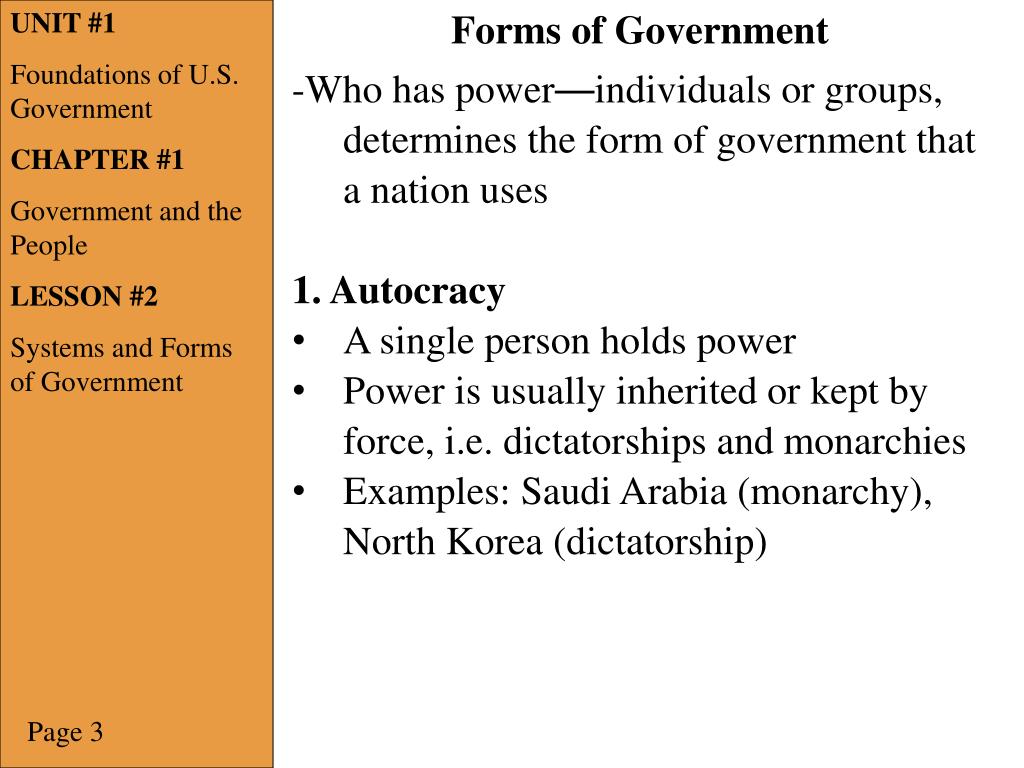 PPT - UNIT #1 Foundations of U.S. Government CHAPTER #1 Government and ...