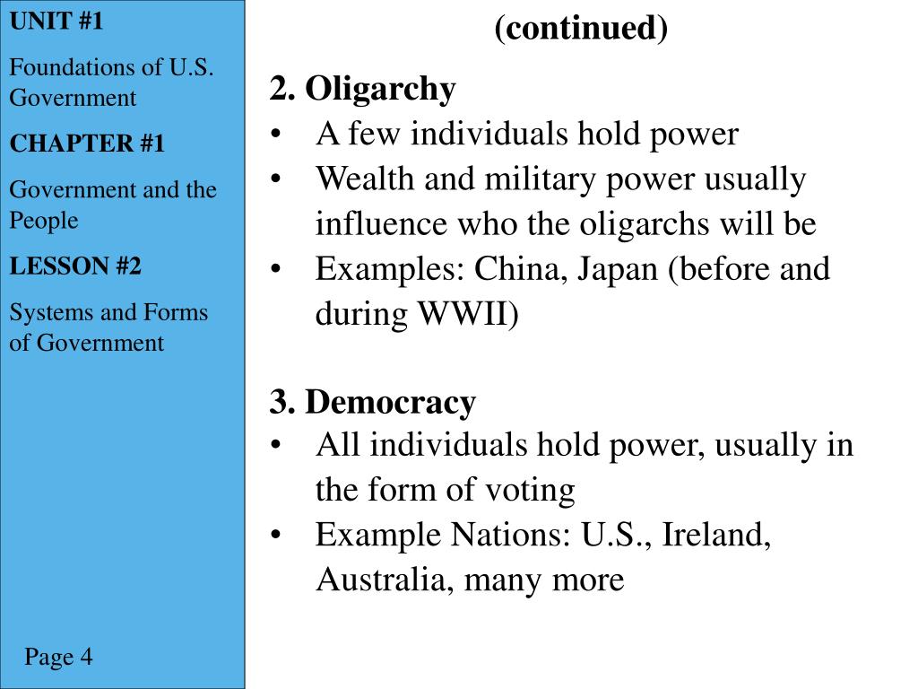 PPT - UNIT #1 Foundations of U.S. Government CHAPTER #1 Government and ...