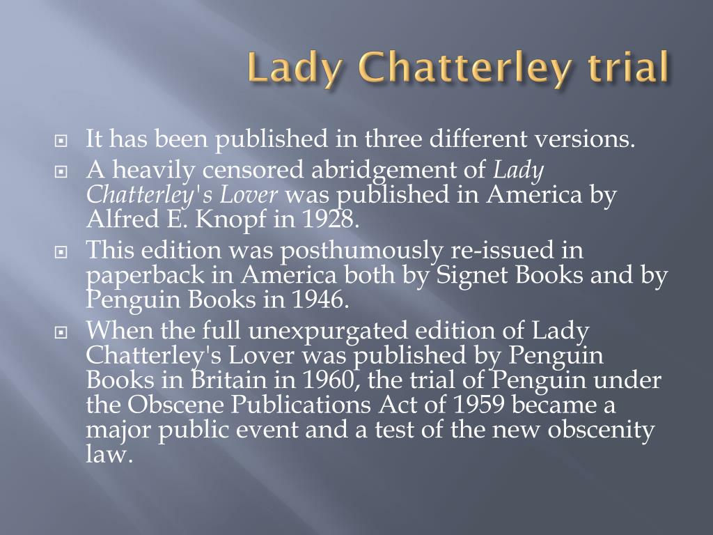 PPT - D. H. Lawrence, a look at the novel… Lady Chatterley’s Lovers ...