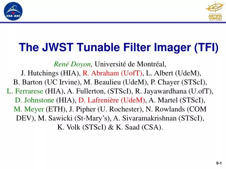 PPT - The JWST Tunable Filter Imager (TFI) PowerPoint Presentation ...