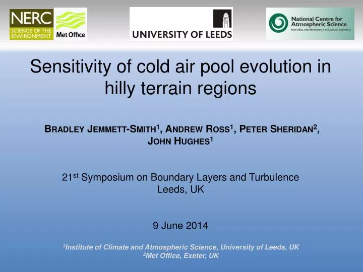 PPT - Sensitivity of cold air pool evolution in hilly terrain regions ...