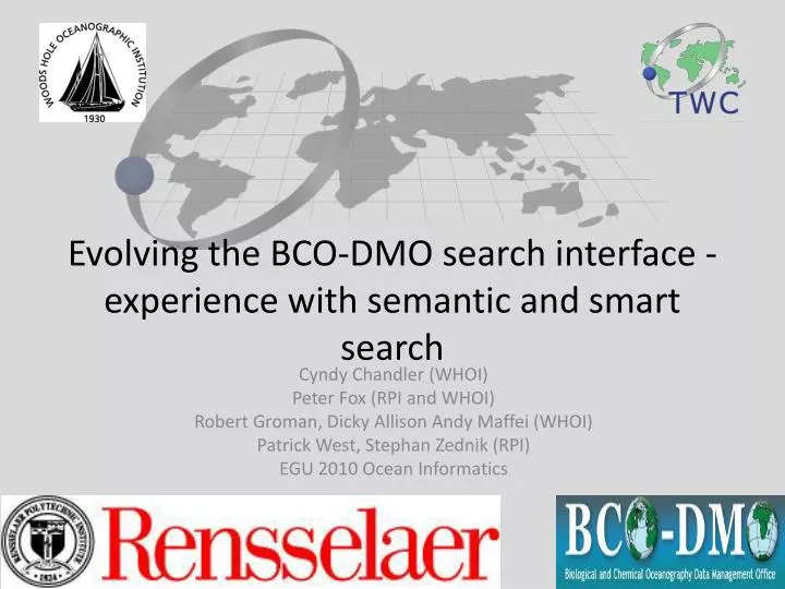 PPT - Evolving the BCO-DMO search interface - experience with semantic and smart search ...