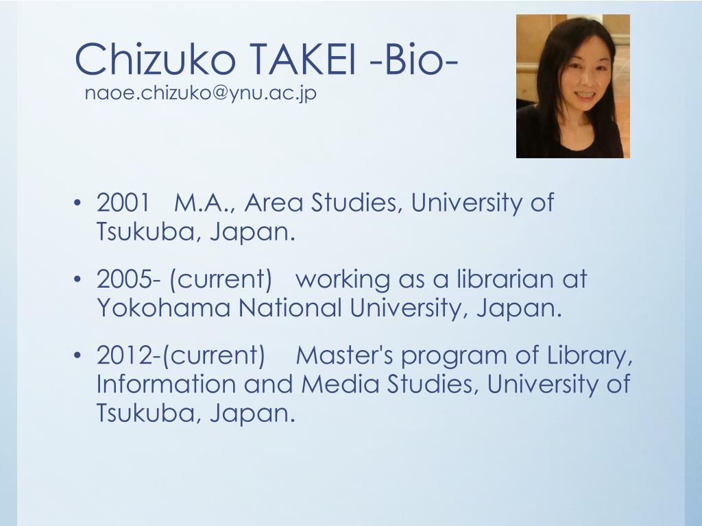 PPT - Chizuko TAKEI -Bio- naoe.chizuko@ynu.ac.jp PowerPoint ...