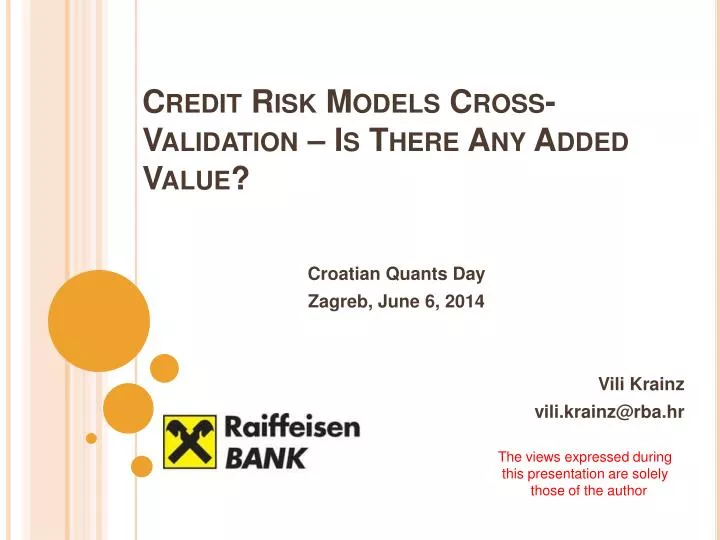 PPT - Credit Risk Models Cross-Validation – Is There Any Added Value ...