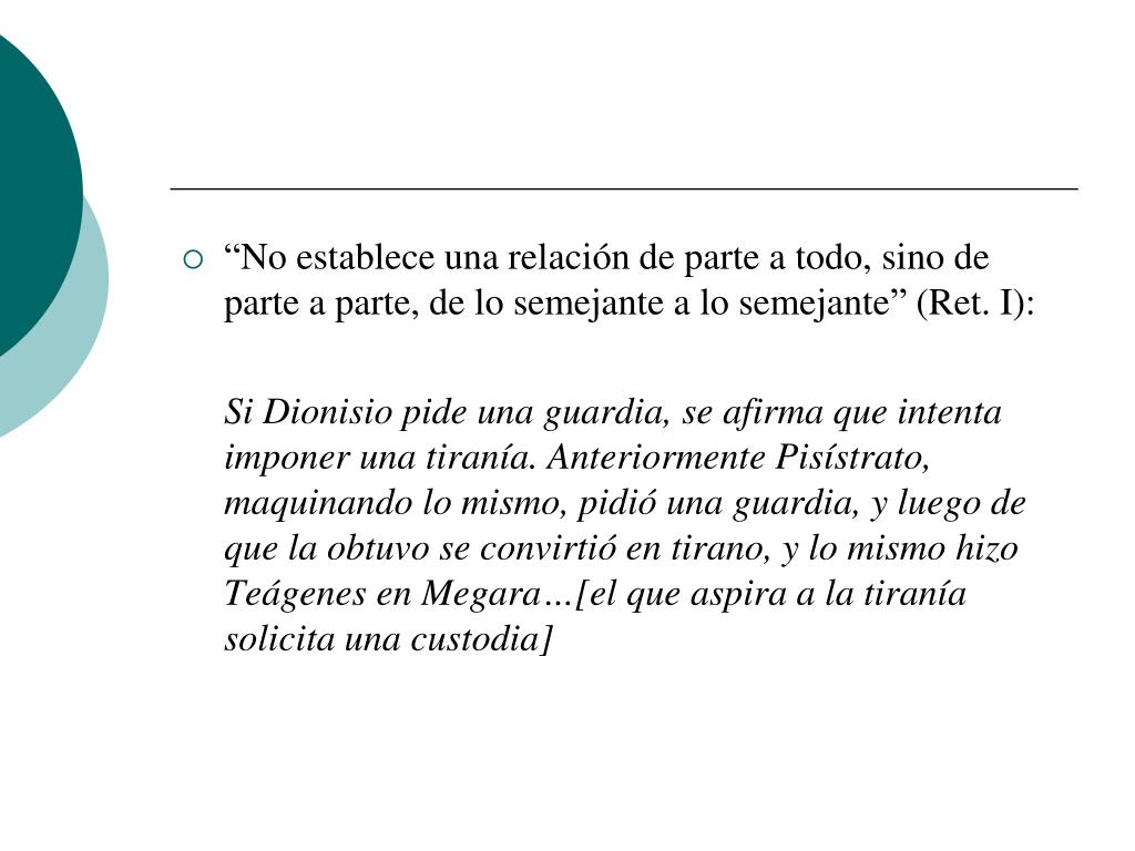 PPT - Se trata de la argumentación por lo particular Aristóteles ...