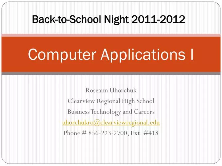 PPT - Computer Applications I PowerPoint Presentation, free download ...