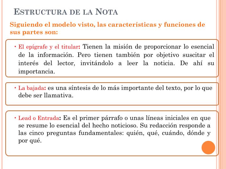 PPT - Características de la Nota Informativa PowerPoint Presentation ...