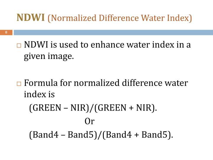 PPT - Indices for information extraction from satellite imagery ...