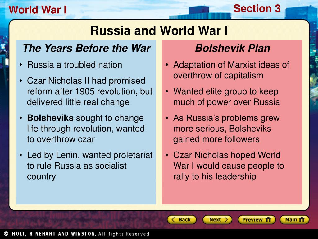 PPT - Preview Main Idea / Reading Focus Russia and World War I The ...