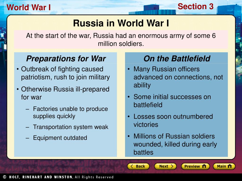 PPT - Preview Main Idea / Reading Focus Russia and World War I The ...