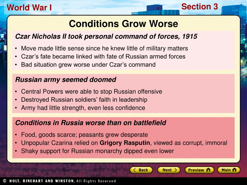 PPT - Preview Main Idea / Reading Focus Russia and World War I The ...