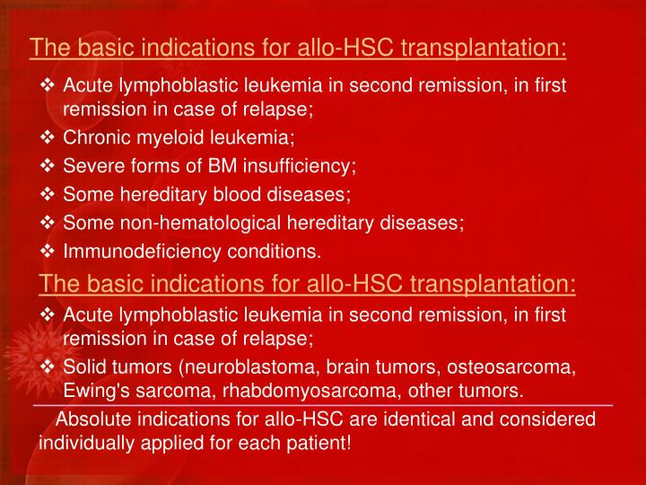 PPT - Transplantation of hematopoietic stem cells in pediatric oncology ...