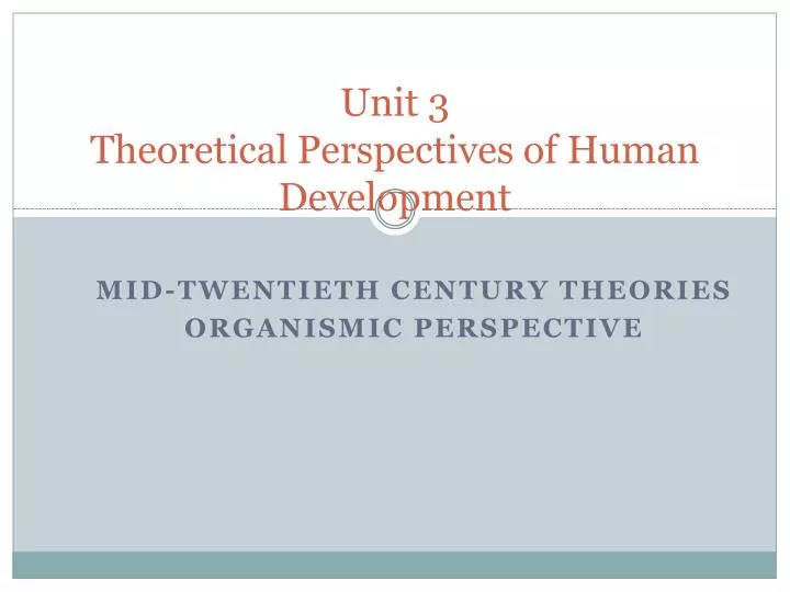 PPT - Unit 3 Theoretical Perspectives of Human Development PowerPoint ...