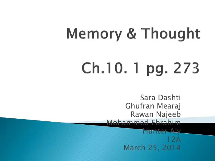 PPT - Memory & Thought Ch.10. 1 pg. 273 PowerPoint Presentation, free ...