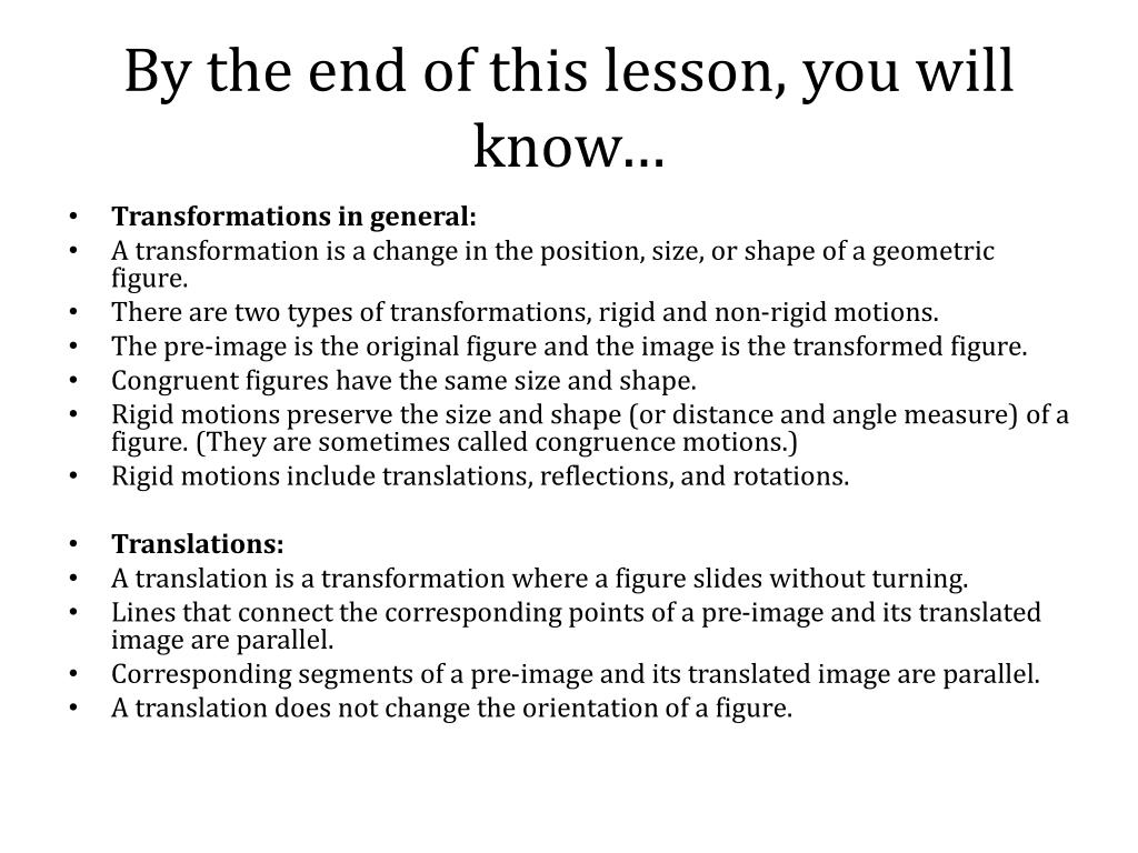 Ppt Introduction To Transformations Translations Powerpoint
