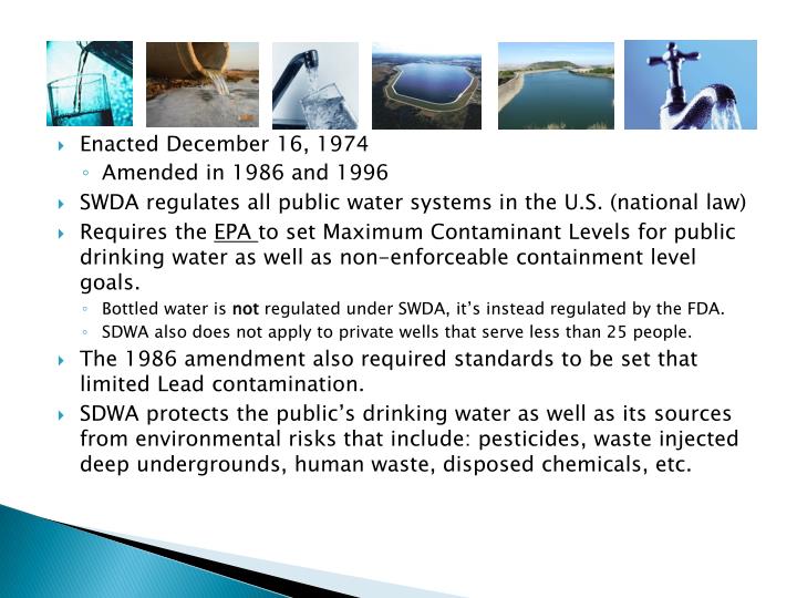 PPT - Safe Drinking Water Act (SDWA) PowerPoint Presentation - ID:1989280