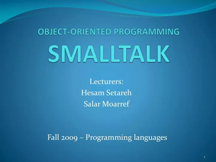 Ppt Object Oriented Programming Smalltalk Powerpoint Presentation 8210