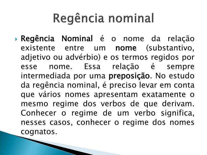 PPT - Regência nominal PowerPoint Presentation - ID:1990775