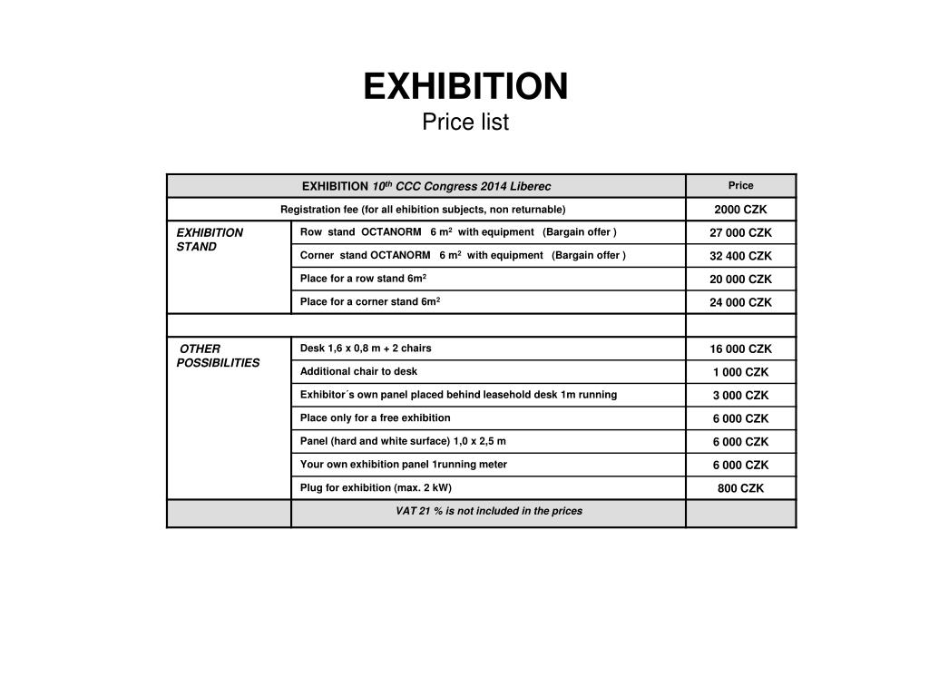 PPT - Exhibition 10 th CCC Congress Liberec 2014 1 – 2 October 2014 ...