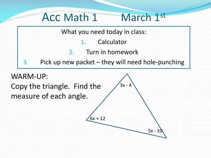 PPT - Acc Math 1 March 1 st PowerPoint Presentation, free download - ID ...