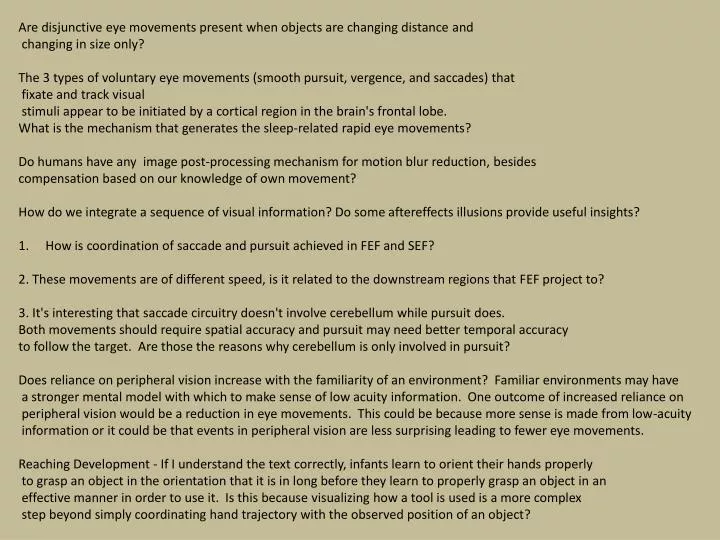 PPT - Are disjunctive eye movements present when objects are changing ...