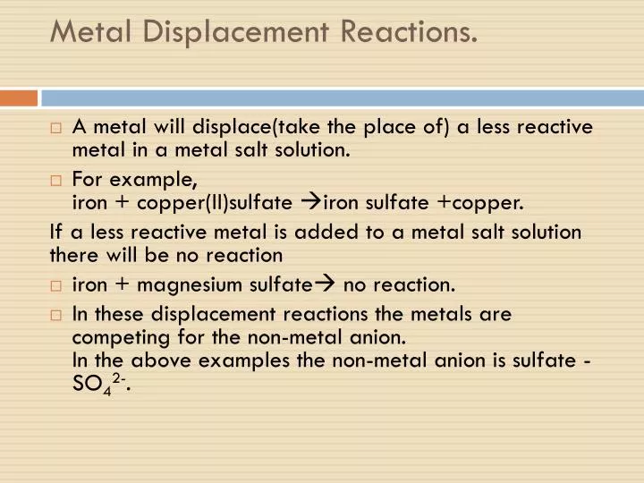PPT - Metal Displacement Reactions. PowerPoint Presentation, free ...
